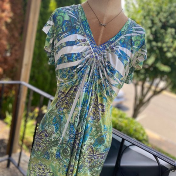 Unity | Tops | Unity Flutter Short Sleeve Vneck Geometric Sz Xl Tunic ...